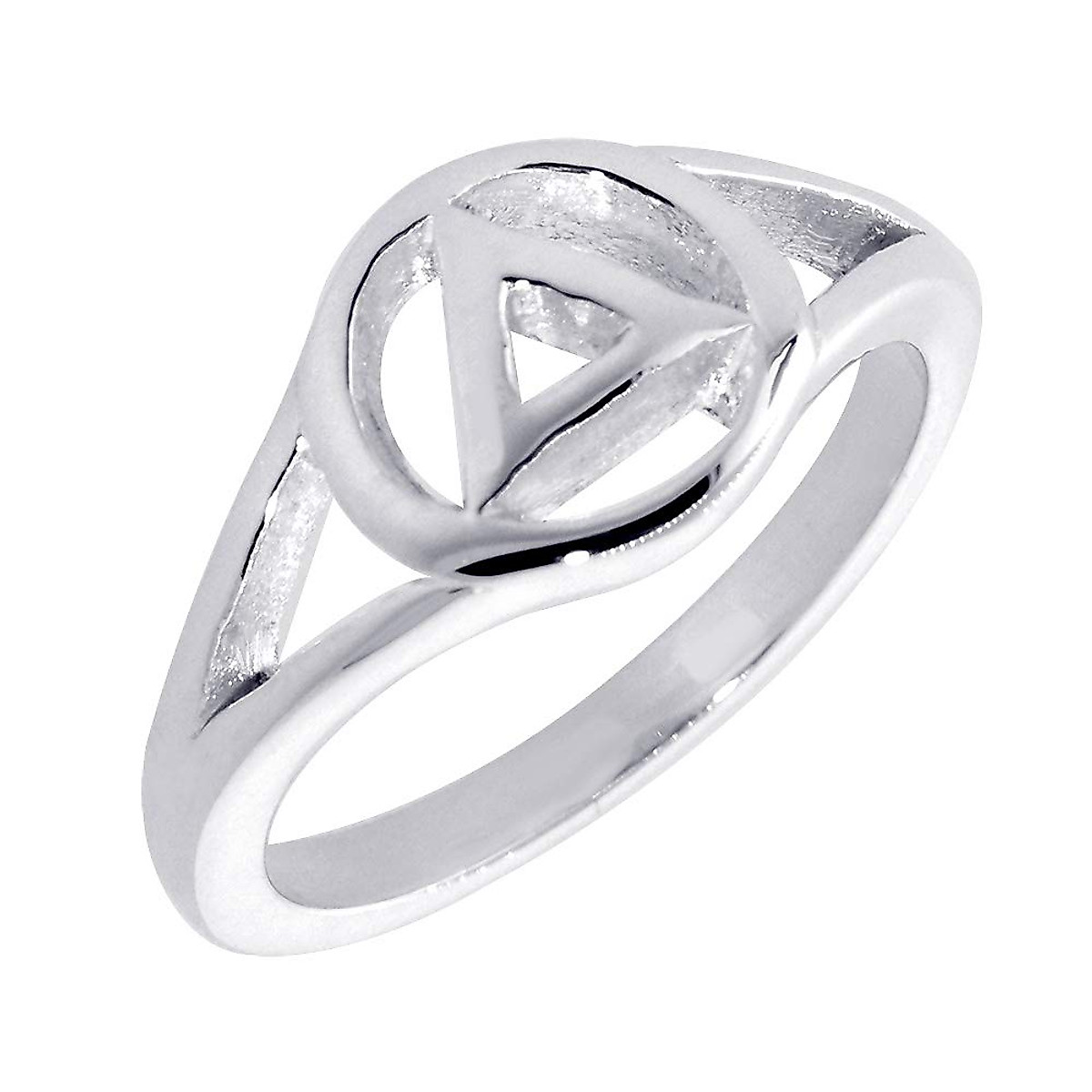 10mm Wide Alcoholics Anonymous AA Sobriety Ring in Sterling Silver - size 5.5