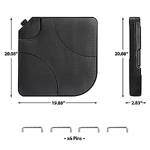 SUPER DEAL 4-Piece Heavy Duty Cantilever Offset Patio Umbrella Base, Water/Sand Filled Square Umbrella Stand 4 with Easy-to-Fill Spouts for Garden, Backyard and Poolside Black