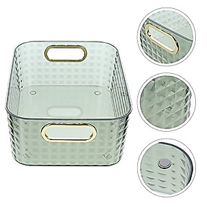 LIOOBO Plastic Storage Bin Tote: Clear Organizer Baskets Organizing Container Fridge Storage Bin Stackable Sundries Decorative Shelf Basket for Office Entryway Closet Cabinet Green
