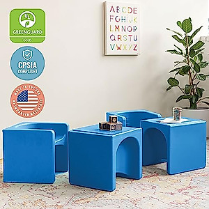 ECR4Kids Tri-Me 3-In-1 Cube Chair, Kids Furniture, Blue