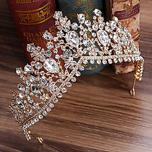 nihngvjm Bridal Crown European Red Green Crystal Big Crown Headwear Bridal Wedding Hair Accessories Jewelry Bride Tiaras Princess Crowns Headdress Tiara for Women (Size : Silver Blue)