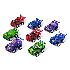 Big Mo's Toys Mini Cars- Party Pack Assorted Pull Back Friction Racing Cars Vehicles Set Fun Gift Party Favors for Kids Bulk Pack of 24