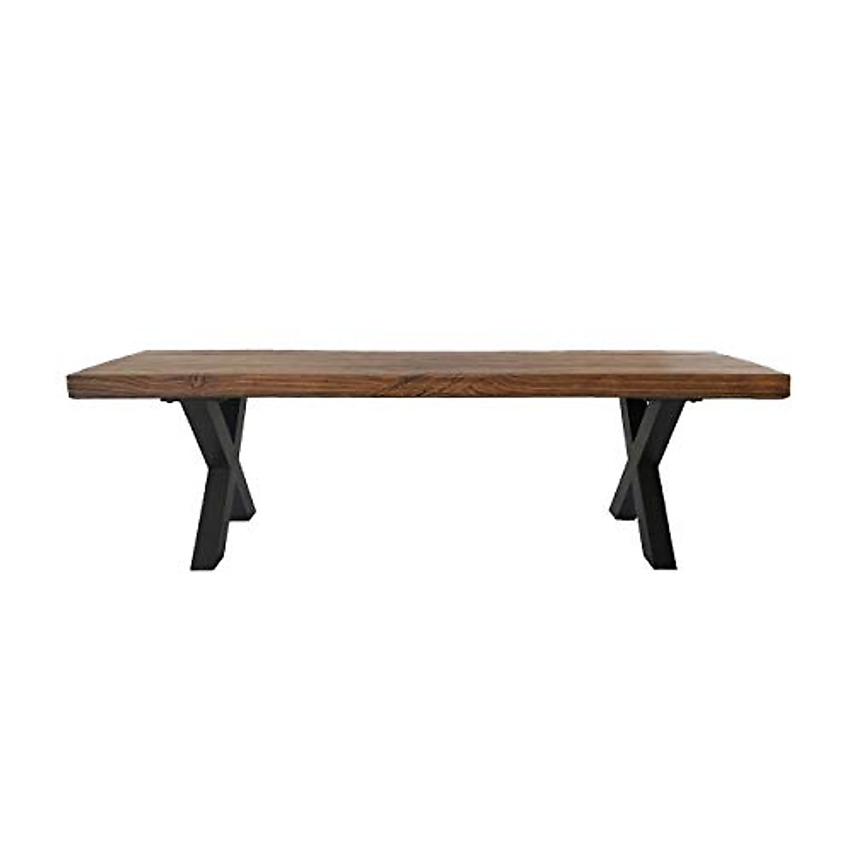 Christopher Knight Home Islamorada Outdoor Lightweight Concrete Dining Bench, Brown Walnut / Black