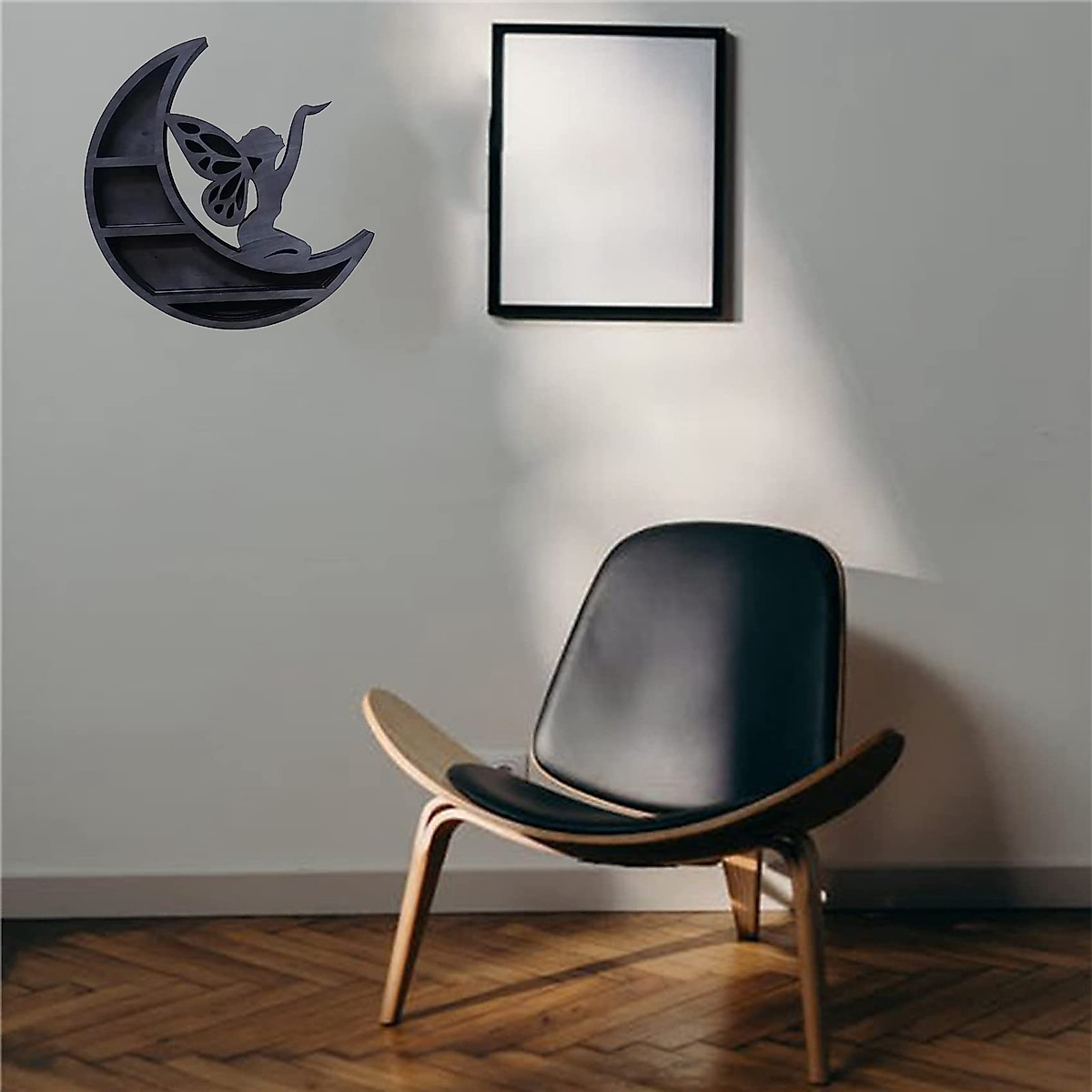 pizarra Moon Crystal Wooden Shelf Heart Crystal Oil Display Wall Shelf Living Room Home Display A