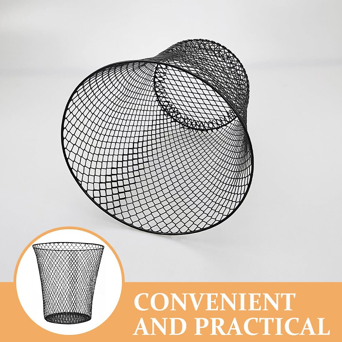 Luxshiny Black Mesh Trash Can - Mesh Office Trash Can Open Metal Wire Wastebaskets Recycling Garbage Container Bin for Office, Home,School