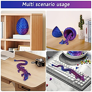 3D Printed Dragon Egg, Mystery Crystal Dragon Egg Fidget Toys Surprise, Articulated Crystal Dragon Eggs with Dragon Inside (Laser Purple)
