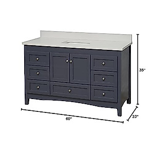 Kitchen Bath Collection Abbey 60-inch Single Bathroom Vanity (Quartz/Marine Gray): Includes Marine Gray Cabinet with Stunning Quartz Countertop and White Ceramic Sink