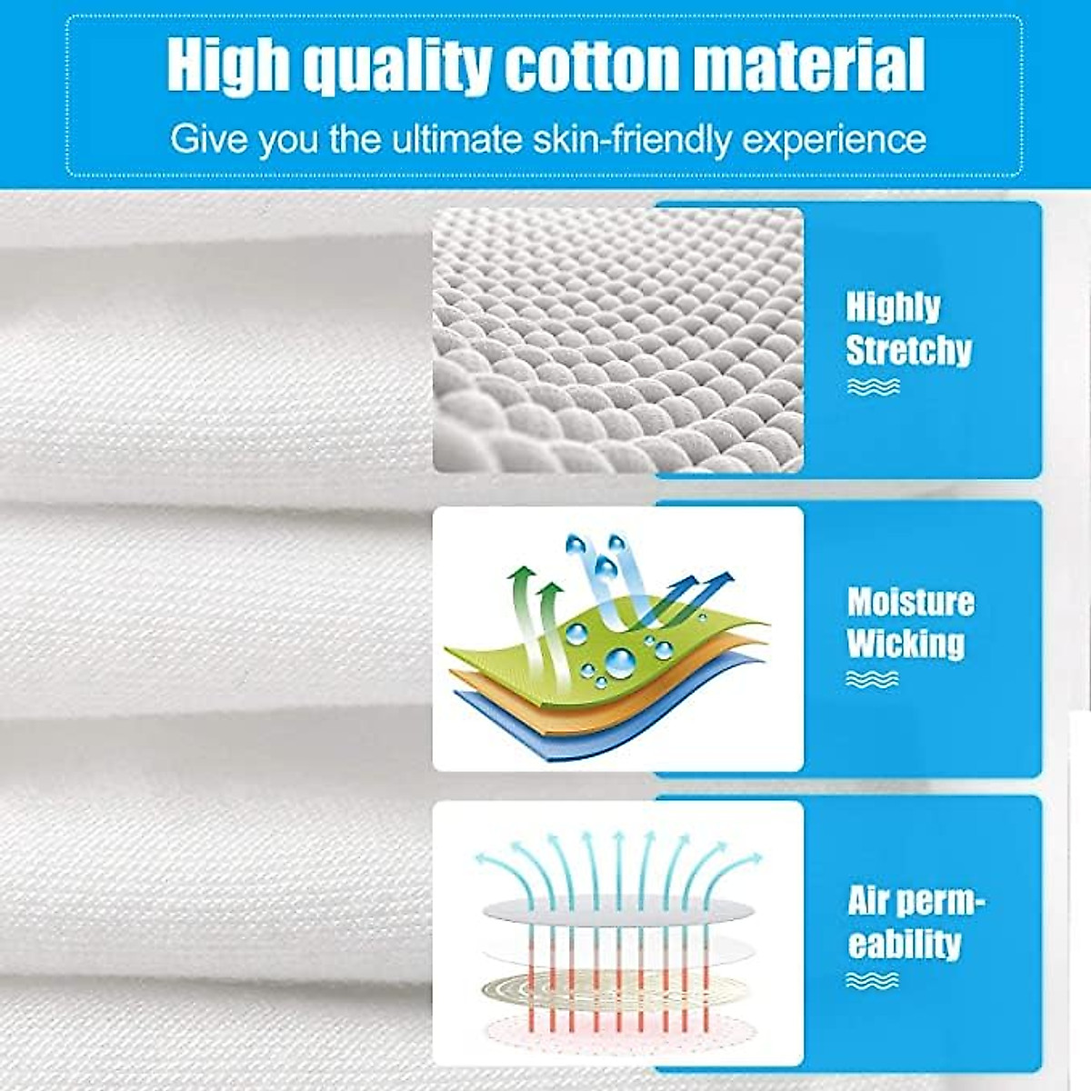 White Gloves, 7 Pairs Thicken Cotton Gloves, Moisturizing Gloves Overnight, One Size Fit White Gloves Women and Men, Washable Cotton Gloves Eczema Gloves, White Cotton Gloves for Dry Hands