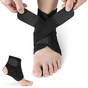 Ankle Support Brace Adjustable Ankle Brace Wrap Strap for Achilles Tendonitis Support Ligament Damage Sports Protect Plantar Fasciitis support Injury Recovery One Size for Men Women