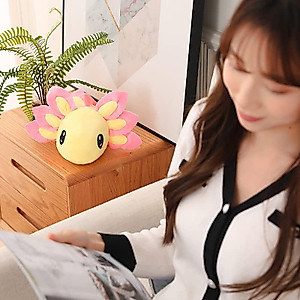 funnykitten 1 Pcs Kawaii Axolotl Plush Doll Toys, Soft Animal Stuffed Pillow Doll, Cute Soft Axolotl Gifts for Boys Girls (Yellow)