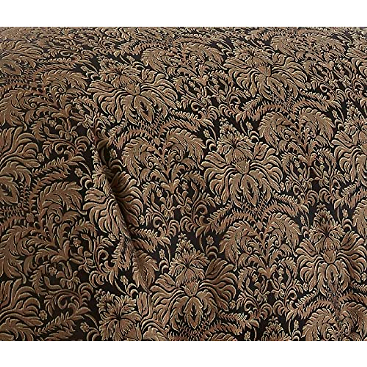Chezmoi Collection 7-Piece Black/Gold Diamond Floral Medallion Jacquard Woven Comforter Set, California King