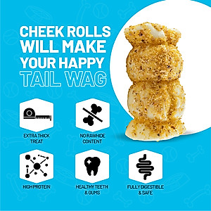 Sitka Farms Bully Dusted Beef Cheek Rolls 5-6" - 4 Count - Extra Thick Dog Chew Bones No Rawhide - Long Lasting Dog Toy - Healthy Teeth and Gums for Small Medium and Large Dogs