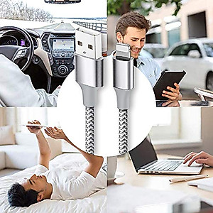 iPhone Charger,iPhone Charging Cable[Apple MFi Certified] Lightning Cable 5Pack 3/3/6/6/10FT Nylon Braided iPhone Fast Charger Cord Data Sync USB Wire for iPhone 14/13/12/11Pro/XR/X/8/7/6/5/SE,AirPods