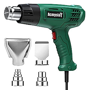 Heat Gun, 1800W Heavy Duty Hot Air Gun Kit Dual Temperature Settings 572℉~932℉ (300℃-500℃), Durable&Overload Protection, with 4 Nozzles for Crafts, Shrink Wrapping/Tubing, Paint Removing, Epoxy Resin