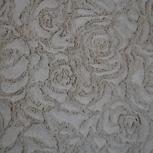 Texco Inc Faux Fur Cuddle Floral Embossed, Ivory 1 Yard