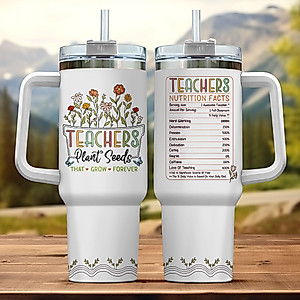 99OWL Tumblers Funny Flower Pack Stainless Appreciation Music Steel Life Water Teachers, Teacher Gifts, Tumbler 40 Oz With Handle Lid And Straw, Teacher Plant Seeds Nutrition Facts