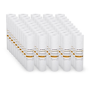 Max Water 10 inch x 2.5 inch, 1 Micron Replacement Sediment Water Filter Cartridge for Whole House, Melt Blown Filtration Fiber for Heavy Duty (Pack of 50)