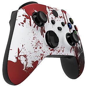eXtremeRate ASR Version Custom Shell for Xbox Core Wireless Controller - Anti Sticks Rubbing Rings - Replacement Accessories Front Cover Faceplate for Xbox Series X & S Controller - Blue Flame