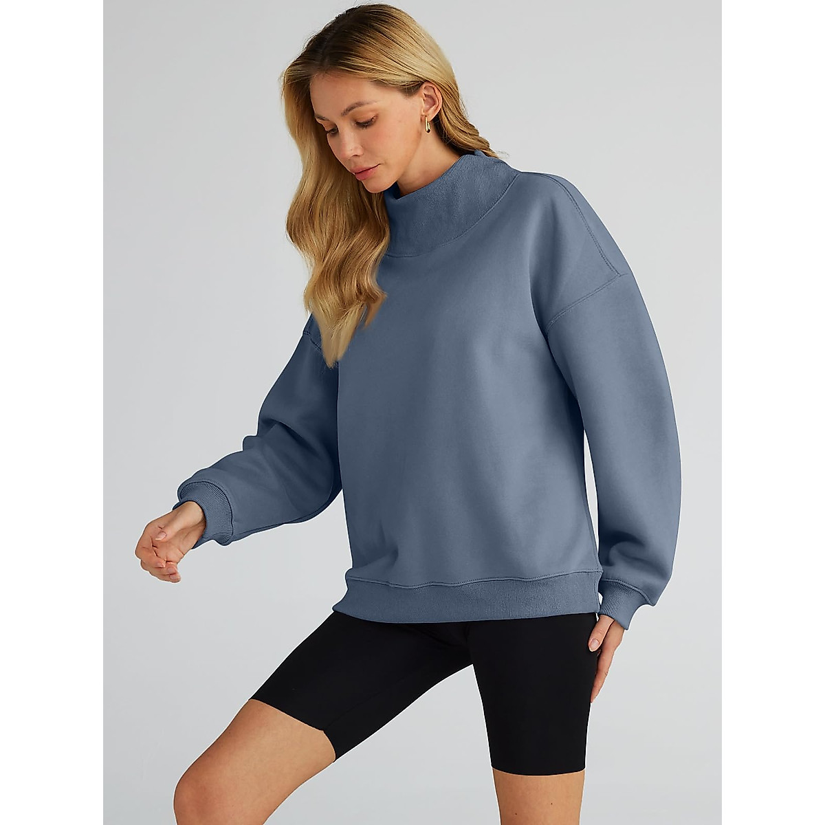 Trendy Queen Womens Oversized Sweatshirts Fall Fashion 2024 Crewneck Pullover Fleece Cute Hoodies Loose Teen Girls Y2K Outfits Clothes Greyblue