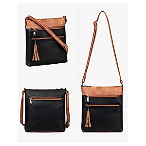 MASINTOR Crossbody Purses for Women, Multi Pocket Casual Crossbody Bag, Adjustable Strap Shoulder Bag with Tassel