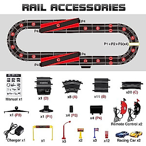Kids Toy-Electric Powered Slot Car Race Track Set with Dual Racing Game Lap Counter Circular Overpass Track,Boys Toys for 6 7 8-12 Years Old Boy Girl Best Gifts