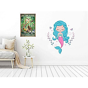 And I Think To Myself Sign - Positive Motivational Encouragement Gifts for Women Teens - Inspirational Quote Wall Art - Mermaid Wall Decor (100)