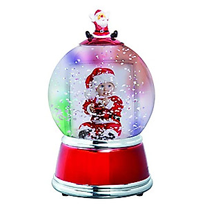 Santa Photo Snow Globe with Red and Silver Base