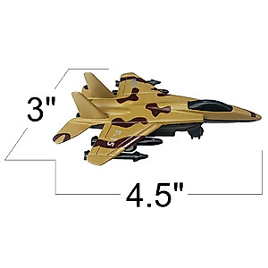 ArtCreativity Diecast Fighter Jets, Pullback Mechanism, Set of 4, Diecast Metal Jet Plane Fighter Toys for Boys, Air Force Military Cake Decorations, Pull Back Airplane Party Favor