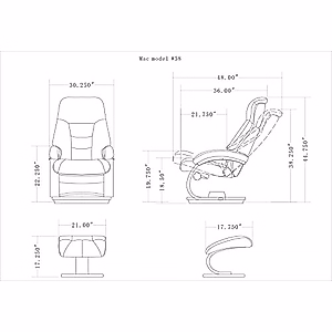 Mac Motion Chairs Collection by Mac Motion Mandal Top Grain Leather Oslo Recliner and Ottoman, Sand (tan)