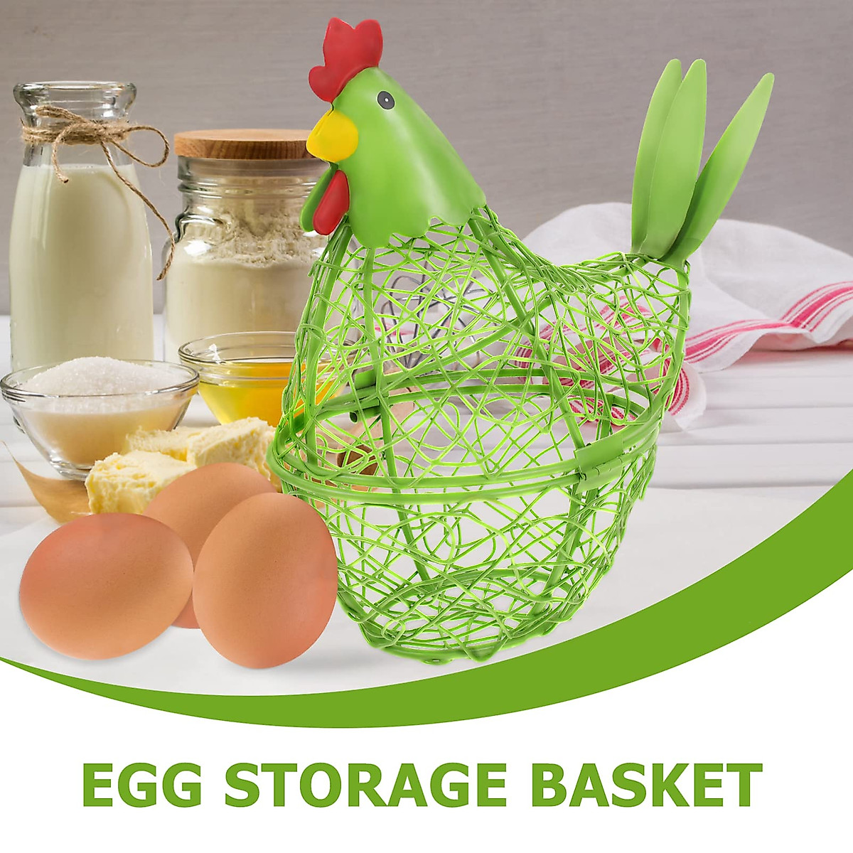 Didiseaon Fresh Egg Holder Eggs Gathering Basket Hen Egg Basket Iron Storage Rack Vintage Kitchen Storage Basket Vegetable Basket