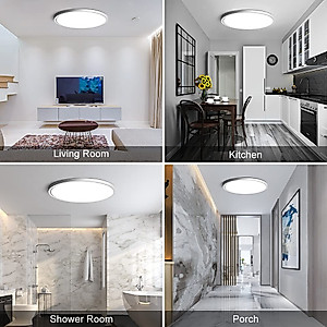 LED Flush Mount Ceiling Light Fixture, Daylight White 5000K, 12 Inch 24W(240W Equivalent), 3200LM, 0.94 Inch Thick Slim Modern Ceiling Lamp, Flat Round Ceiling Lighting for Bedroom Hallway Kitchen