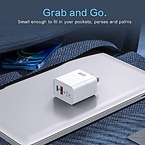 20W USB C Wall Charger,NITASA 2-Pack Dual Port Fast PD+Quick Charge 3.0 Charger Block Plug for iPhone 14 13/12/11/14 Pro Max SE iPad Galaxy Pixel,USB C Power Adapter Fast Charging for iPhone 14 Plus