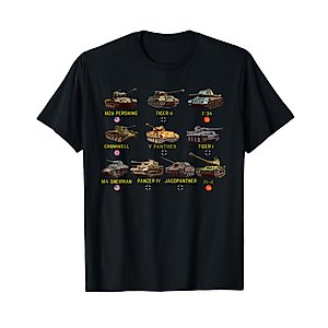 Top Ten Best WW2 Tanks M4 Sherman Panzer IV Tiger II T-34 T-Shirt