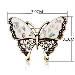 Butterfly Brooch pins Women Enamel Insect Pin Lapel Pin Safety Pin (White)
