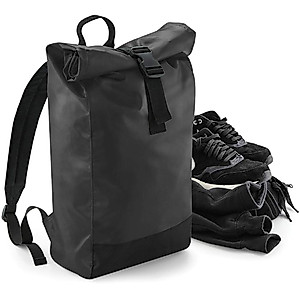BagBase Tarp Waterproof Roll-Top Backpack (One Size) (Black)