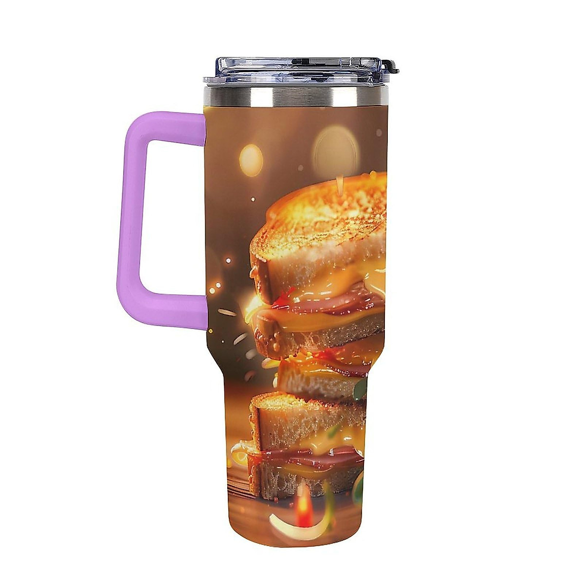 Grilled Cheese Sandwich 40 Oz Tumbler Insulated Stainless Steel Water Bottle Travel Mug Car Cup with Handle And Straw