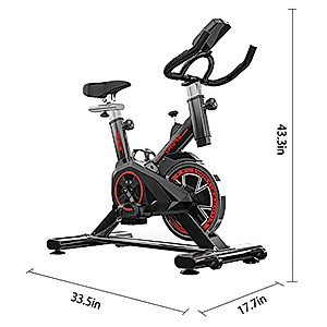 Exercise Bike Resistance and Height Adjustable Indoor Cycling Bike Stationary with LCD Digital Monitor and Phone Holder, Professional Exercise Sport Bike for Home Cardio Gym Workout (Black 2)