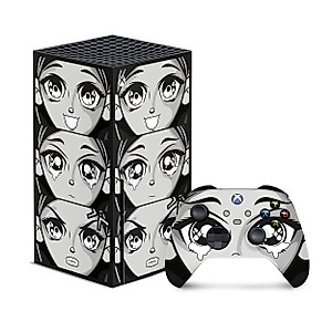 TACKY DESIGN Anime Skin Compatible for Xbox Series x Skin Kawaii Console & Two Controller Skin, Xbox x Sticker Premium Vinyl 3M Decal Full wrap, Xbox Cover