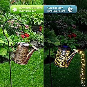 Anordsem Solar Watering Can Lights,Hanging Solar Waterfall Lights Waterproof Outside Decorations Decor for Yard Porch Lawn Backyard Landscape Pathway Patio Gifts for Mom Grandma Women Birthday