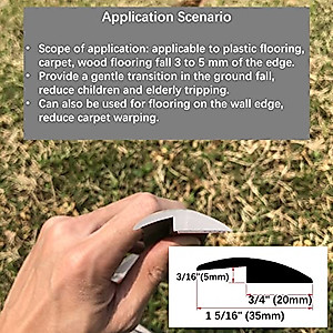 Funmaypoon Grain Floor Transition Strip PVC Carpet & Floor Edging Trim Strip Threshold Transitions Suitable for Threshold Height Less Than 5mm (6.56FTFT) (Grey Wood Grain)