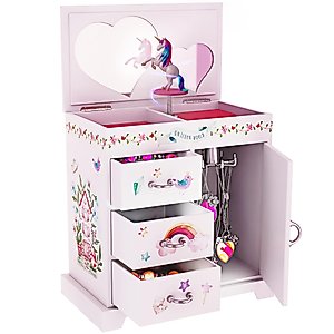 Unicorn Musical Jewelry Box for Kids - Unicorn Gifts for Girls, Ages 3-8, Best Princess Room Unicorn Toys Gift for Age 3, 4, 5, 6, 7, 8 Year Old Little Girl - Birthday Present Toy Ideas Music Box