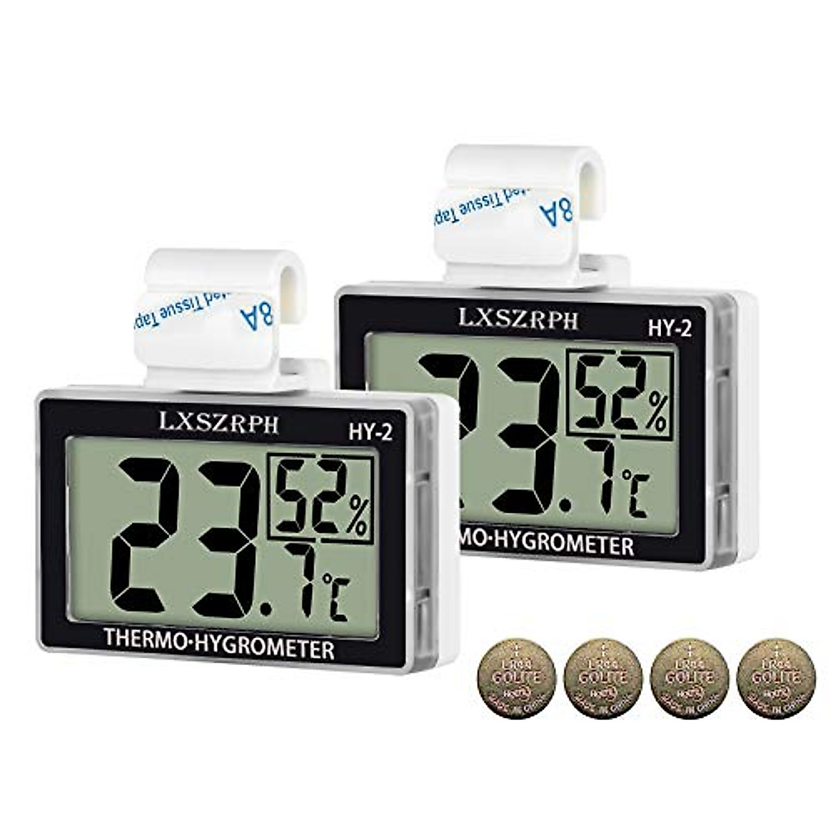 LXSZRPH Reptile Thermometer Hygrometer HD LCD Reptile Tank Digital Thermometer with Hook Temperature Humidity Meter Gauge for Reptile Tanks, Terrariums, Vivarium (2packs)