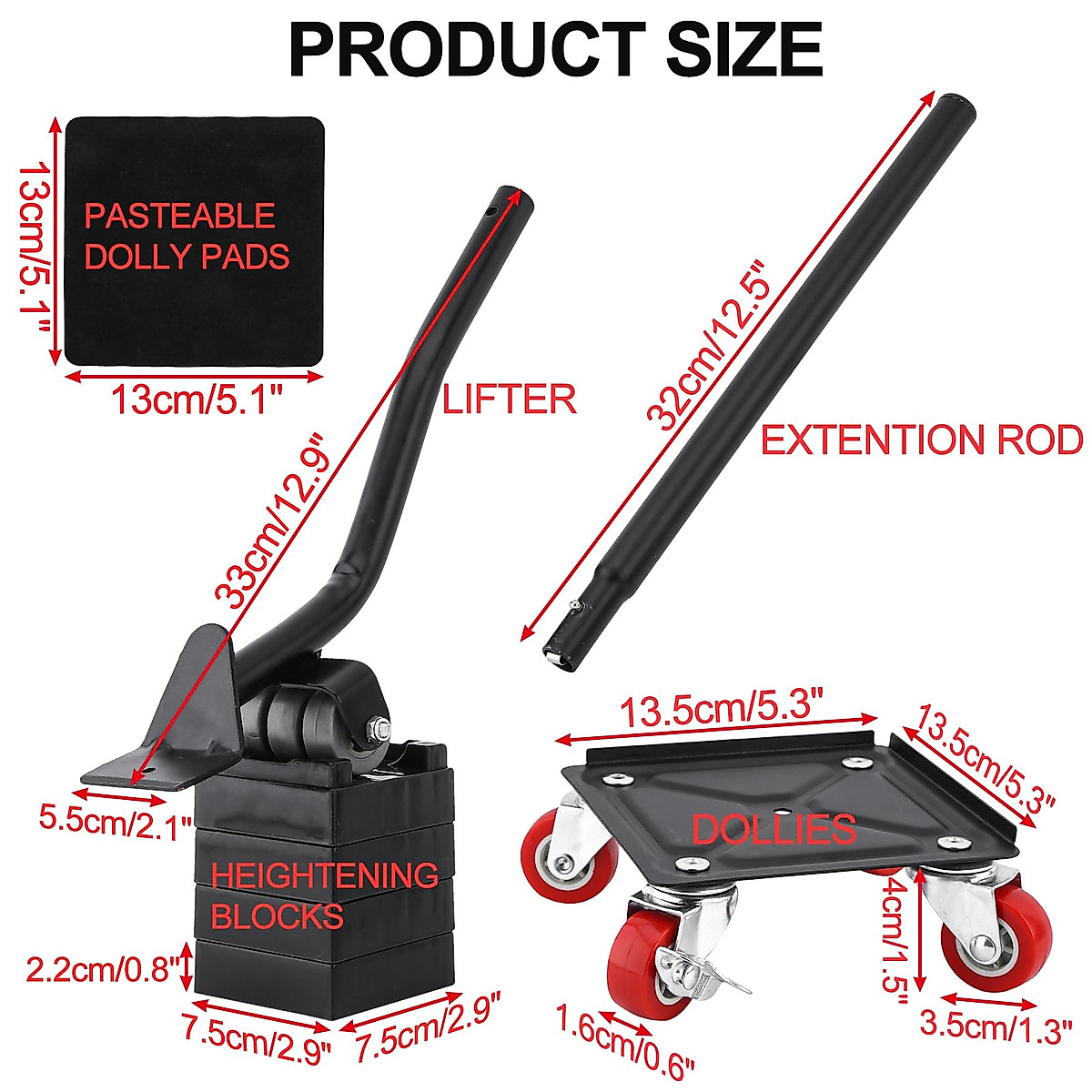 OCGIG 4 Packs Furniture Mover with Wheels, Heavy Duty Furniture Moving Dolly, Furniture Moving Sliders Lifters Tool Set for Refrigerator, Sofa, Cabinet, Maximum Load 3000LBS