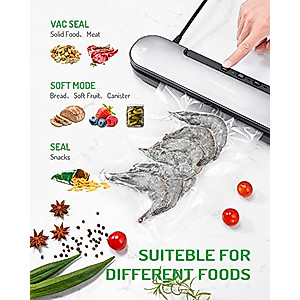 TWOMEOW Vacuum Sealer Machine, Automatic Compact Slim Food Sealer for Sous Vide and Food Storage, Standard/Soft Vac Sealing Mode with Starter Kit, Vertical Vacuum Sealer Storage, Black