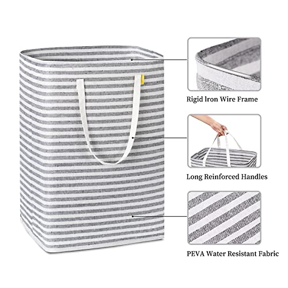 Homlikelan 2-Pack 77L Laundry Hamper with Handles,Collapsible Large Laundry Basket,Freestanding Storage Basket,Clothes Hamper for Toys Clothes Organizer Grey
