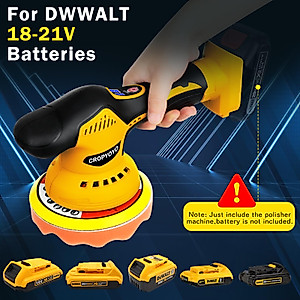 Cordless Car Buffer Polisher Compatible for Dewalt 20V Battery, Polishers and Buffers with 6 Variable Speed Up to 5500RPM, Car Buffer Polisher for Car Detailing/Polishing/Waxing(Battery Not Included)