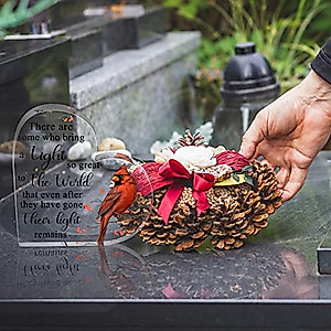 Red Cardinal Gifts Sympathy Gifts Memorial Gift for Loss of Loved One Sympathy Decorations Acrylic Glass Heart Memorial Gift Table Centerpieces Remembrance Decor (Classic Style)