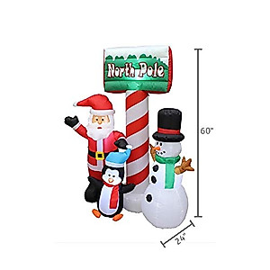 Impact Canopy Christmas Inflatable Decoration, Outdoor Holiday Lighted Snowman-Santa-Penguin, 5' Tall