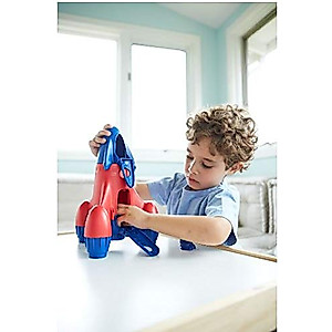Green Toys Rocket, Red/Blue CB - 4 Piece Pretend Play, Motor Skills, Kids Toy Vehicle. No BPA, phthalates, PVC. Dishwasher Safe, Recycled Plastic, Made in USA.