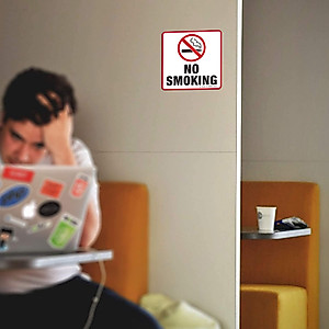No Smoking Sign Stickers - 6 Pack 6 x 6 Inches - 4 Mil Vinyl - Laminated for Ultimate UV, Weather, Scratch, Water and Fade Resistance - Self Adhesive- Indoors and Outdoors